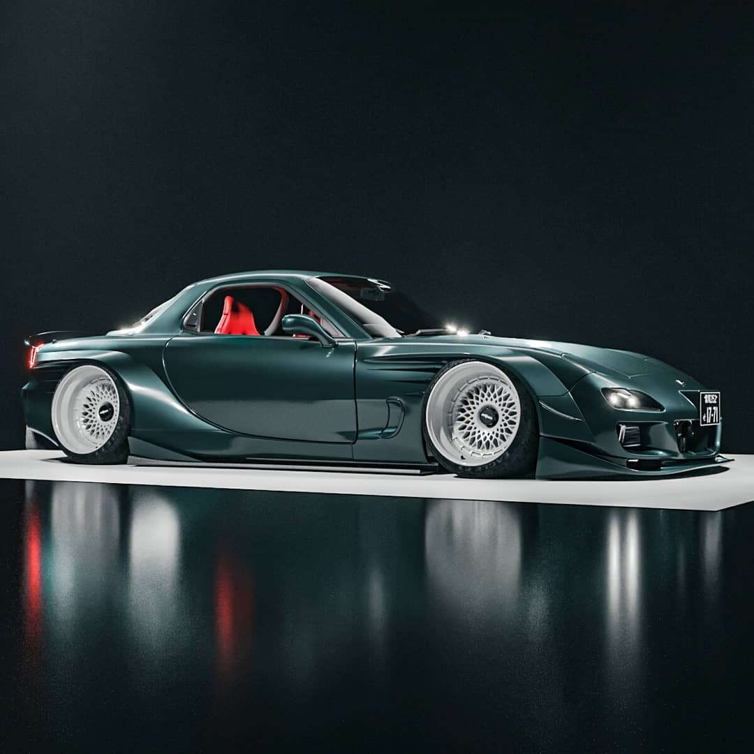 Mazda RX-7 z poszerzeniem nadwozia rodem z gry Cyberpunk